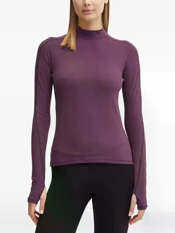 REEBOK Logo Detail Mock Neck Long Sleeve Top