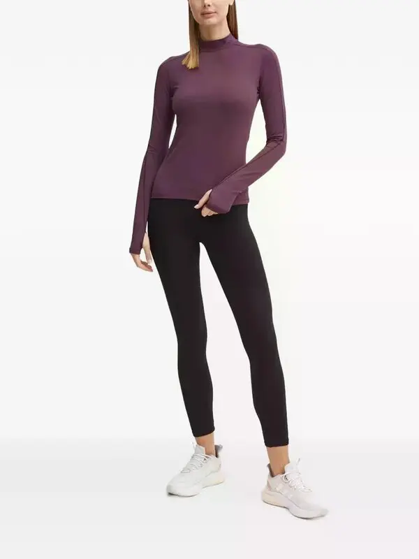 REEBOK Logo Detail Mock Neck Long Sleeve Top