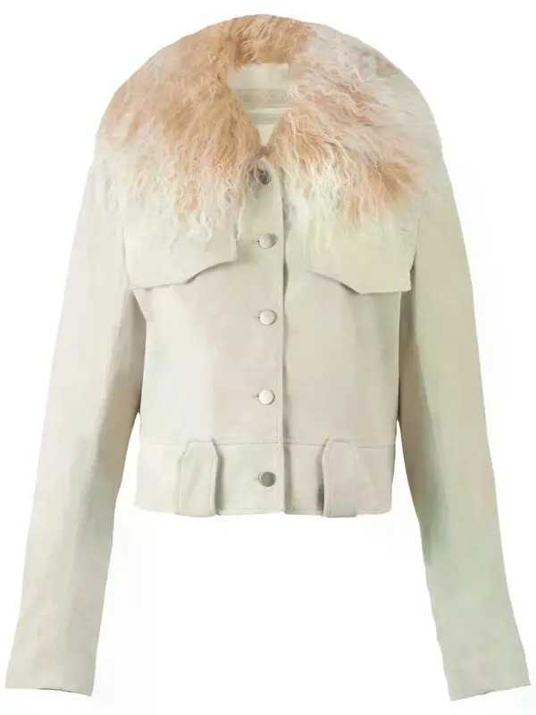 DANCASSAB Fanny Shearling-collar Suede Jacket - Neutrals