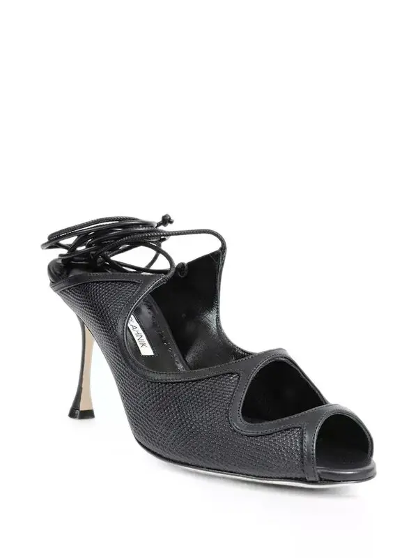 Manolo Blahnik Prosta Lace-up Cut-out Heeled Sandals - Black