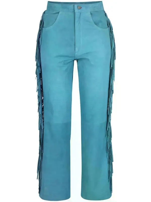 DANCASSAB Amador Fringed Suede Trousers - Blue