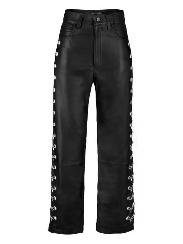 DANCASSAB Amira Chain-embellished Leather Trousers - Black