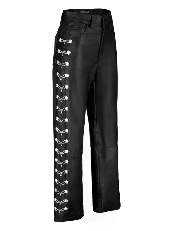 DANCASSAB Amira Chain-embellished Leather Trousers