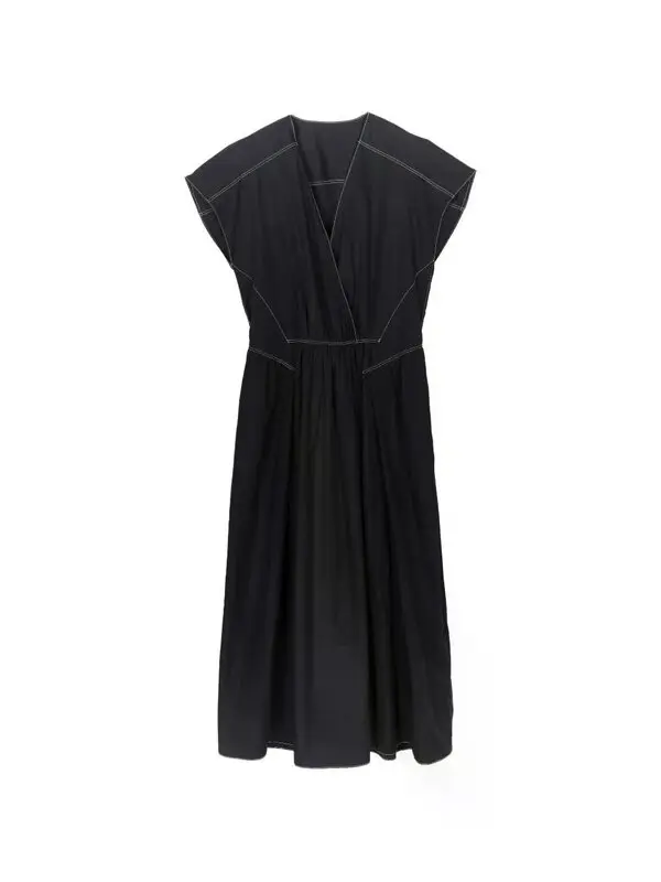LESS Contrast-stitched Sleeve Maxi Dress