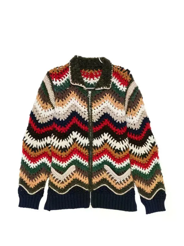 Sacai Mix-crochet Knitted Blouson