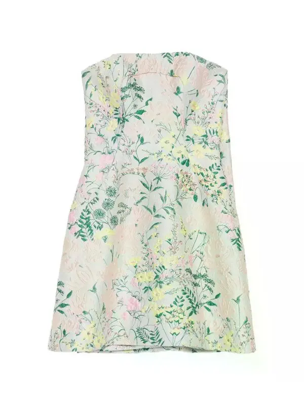 Pamella Roland Strapless Brocade Short Dress