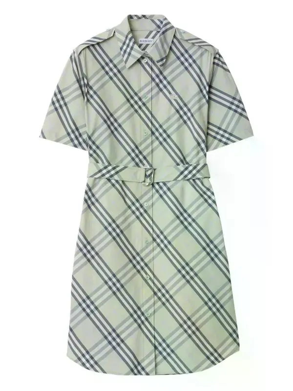 Burberry Check Mini Shirt Dress - Green