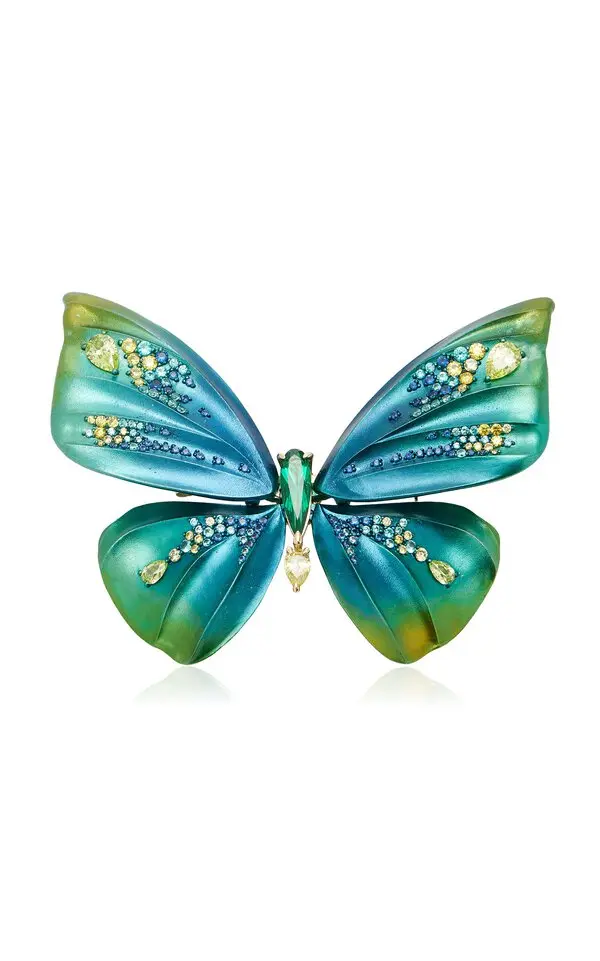ANABELA CHAN Aurora Butterfly 18k Yellow Gold Multi-stone Brooch