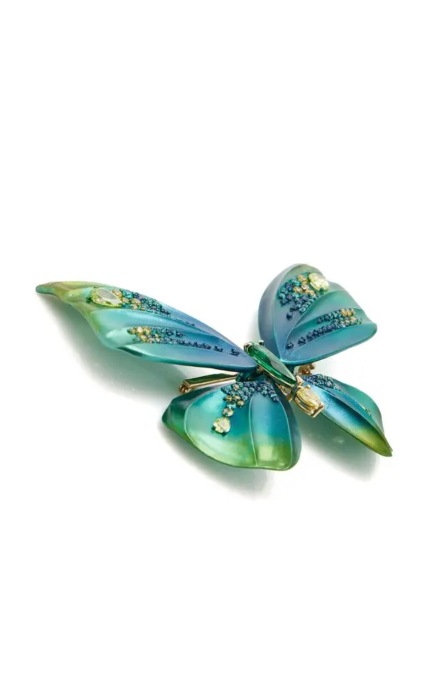 ANABELA CHAN Aurora Butterfly 18k Yellow Gold Multi-stone Brooch
