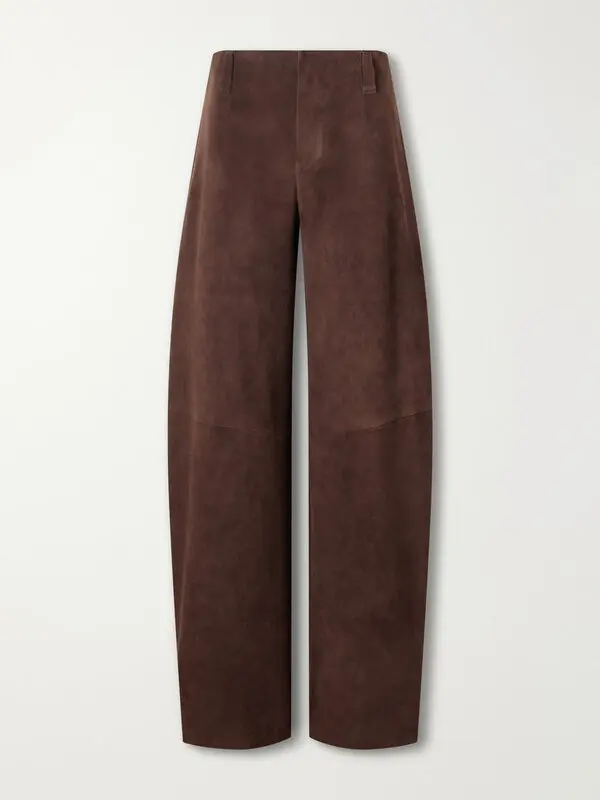 Stouls Valadon Paneled Suede High-waist Wide-leg Pants - Brown