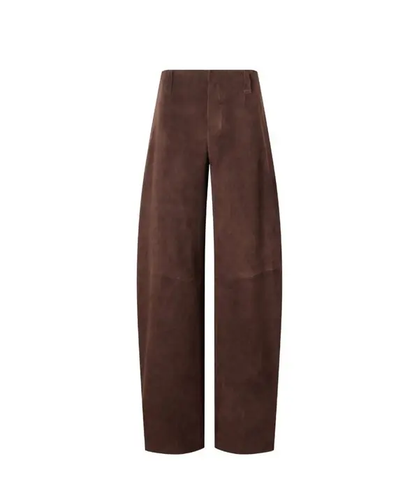 Stouls Valadon Paneled Suede High-waist Wide-leg Pants - Brown