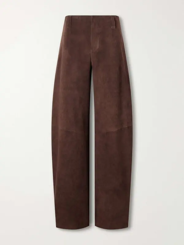 Stouls Valadon Paneled Suede High-waist Wide-leg Pants - Dark Brown