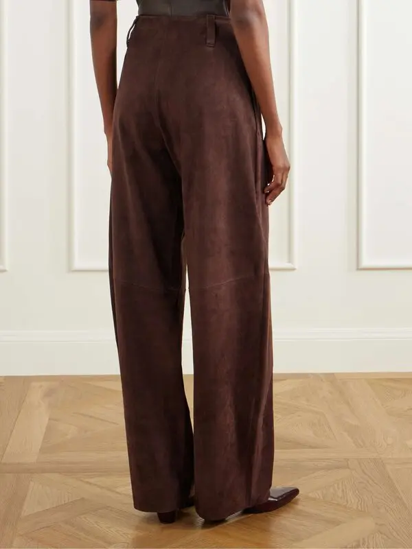 Stouls Valadon Paneled Suede High-waist Wide-leg Pants