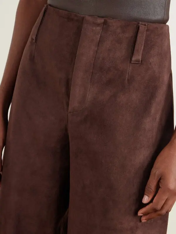 Stouls Valadon Paneled Suede High-waist Wide-leg Pants