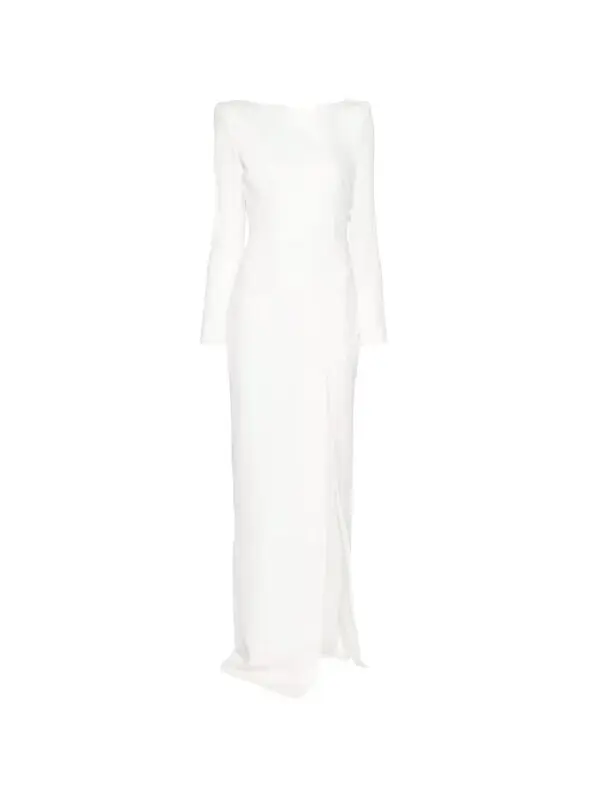 Alex Perry Boatneck Long Sleeves Gown - White