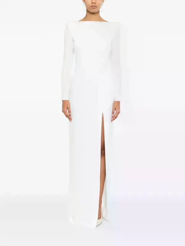 Alex Perry Boatneck Long Sleeves Gown - White