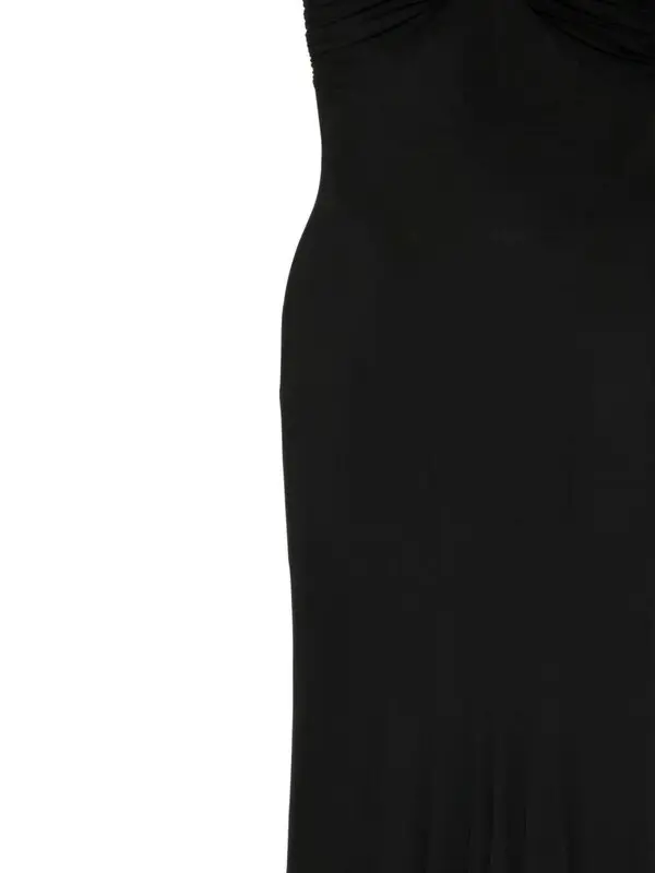 HERVE L. LEROUX Jersey Pleated Fishtail Gown