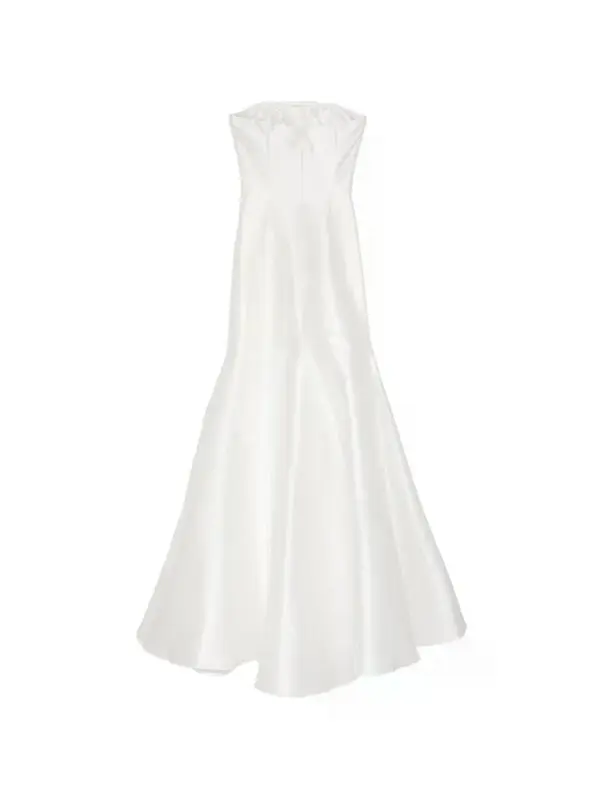 ISABEL SANCHIS Ruched Strapless Gown - White