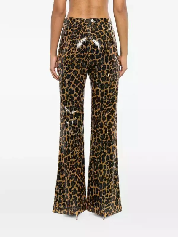 Pamella Roland Sequinned Leopard-print Skinny Flare Pants