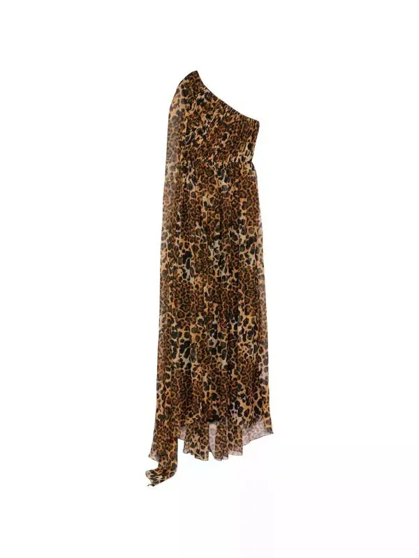 Pamella Roland Leopard Print Flyaway Gown