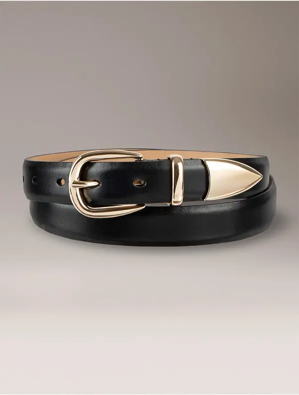 Calvin Klein Polished Metal Tipped Belt - Black