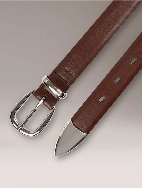 Calvin Klein Polished Metal Tipped Belt - Brown