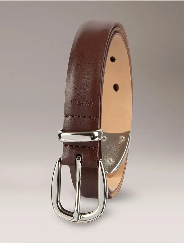 Calvin Klein Polished Metal Tipped Belt - Brown