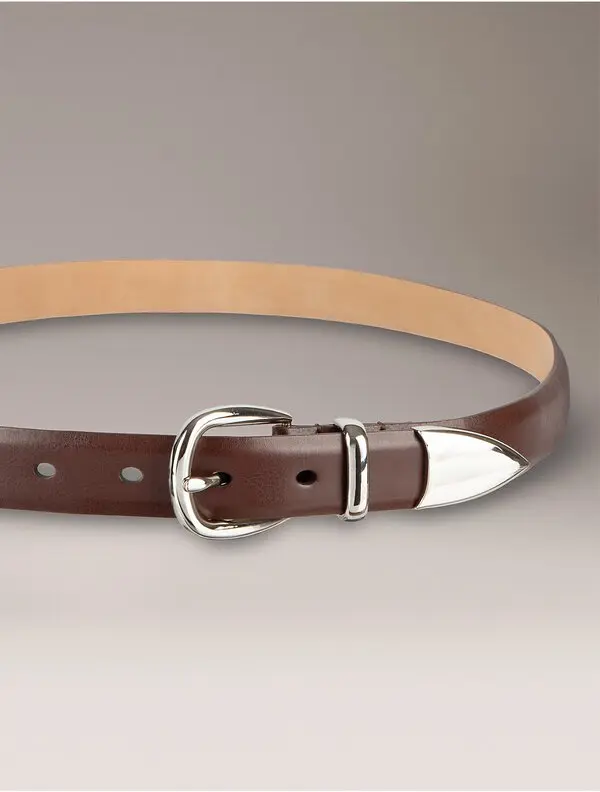 Calvin Klein Polished Metal Tipped Belt - Brown