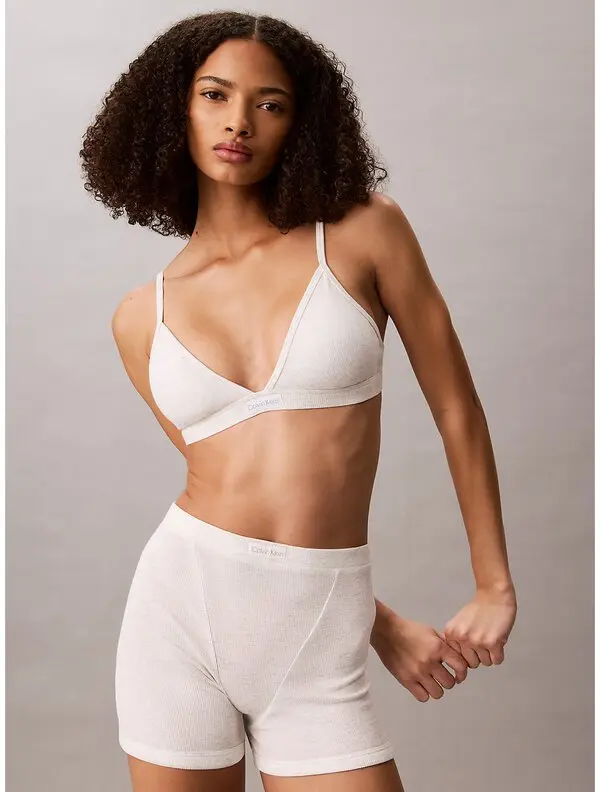 Calvin Klein Classic Comfort Cozy Waffle Lightly Lined Triangle Bra - Snow Heather
