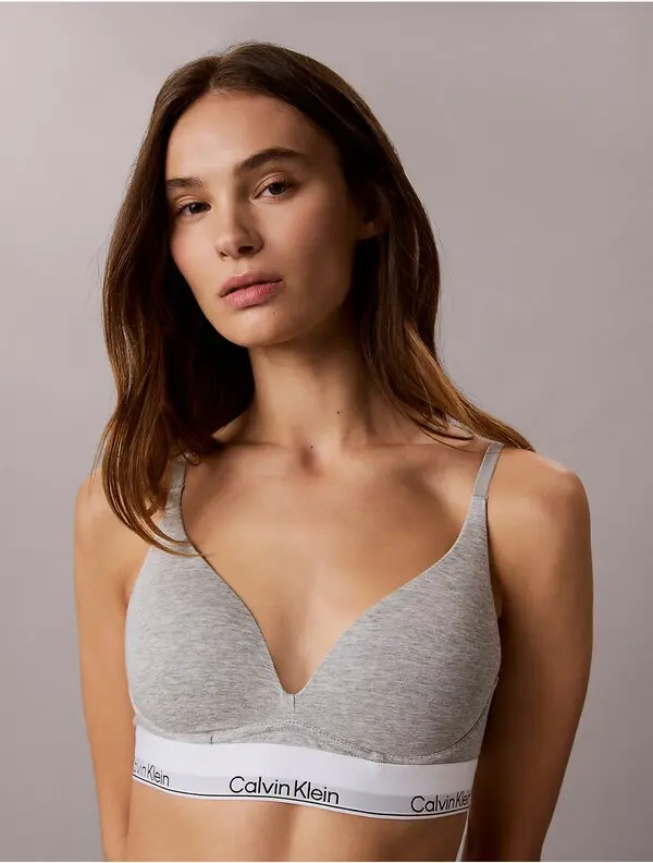 Calvin Klein Icon Cotton Modal Wirefree Push Up Bra - Grey Heather