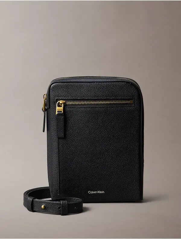 Calvin Klein Premium Leather Crossbody - Black