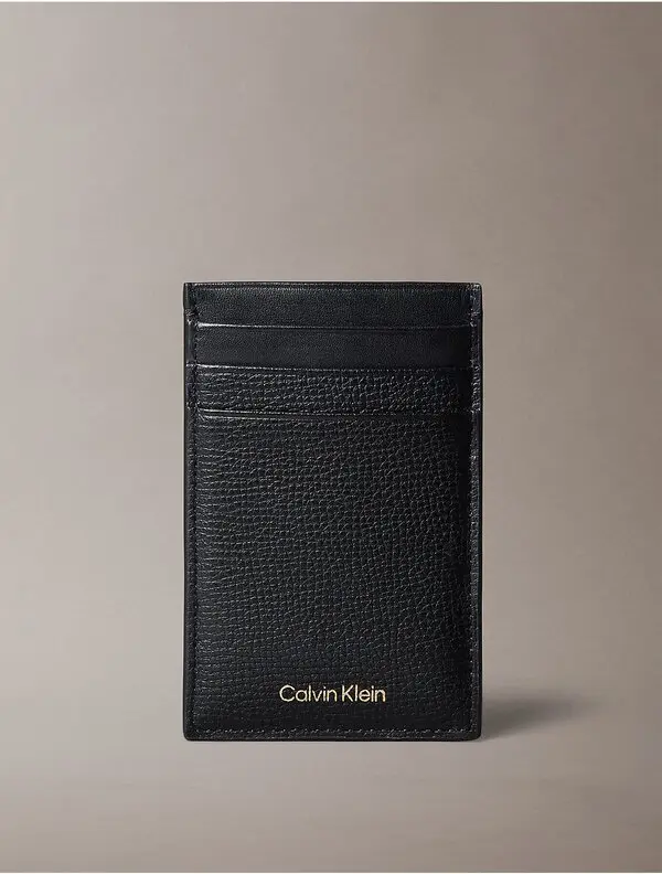 Calvin Klein Premium Leather Clip Card Case - Black