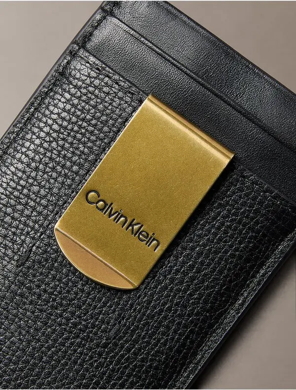 Calvin Klein Premium Leather Clip Card Case - Black