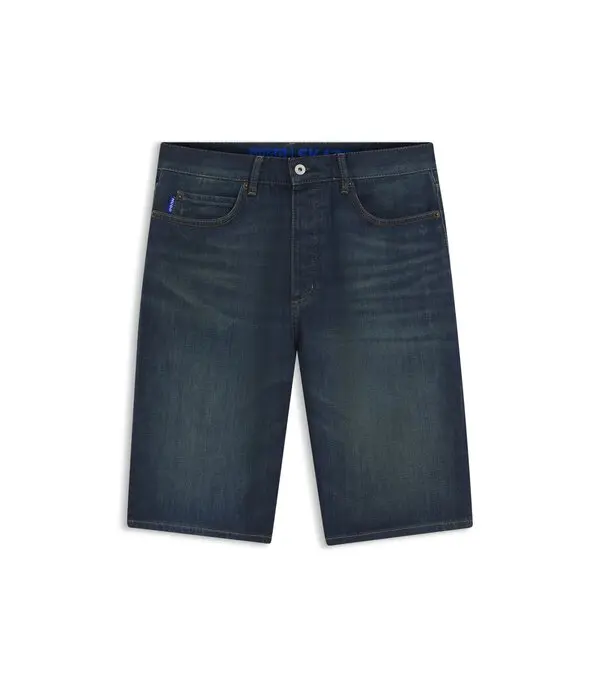 Hugo Straight-fit Shorts In Broken Twill Fabric