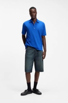 Hugo Straight-fit Shorts In Broken Twill Fabric