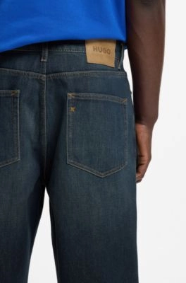 Hugo Straight-fit Shorts In Broken Twill Fabric