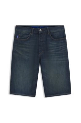 Hugo Straight-fit Shorts In Broken Twill Fabric