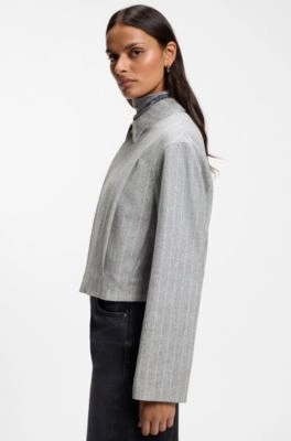 BOSS Regular-fit Jacket In Striped Flannel
