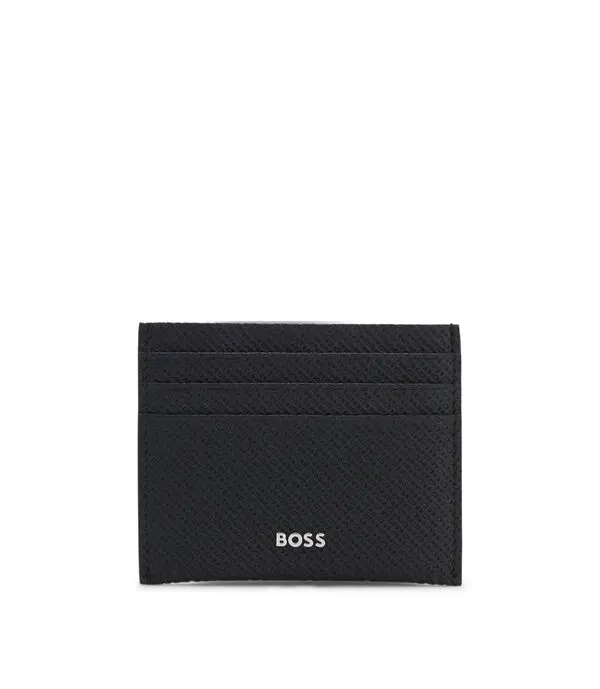 BOSS Card Holder In Monogram-patterned Leather