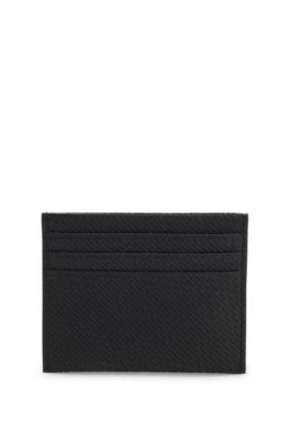 BOSS Card Holder In Monogram-patterned Leather