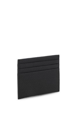 BOSS Card Holder In Monogram-patterned Leather