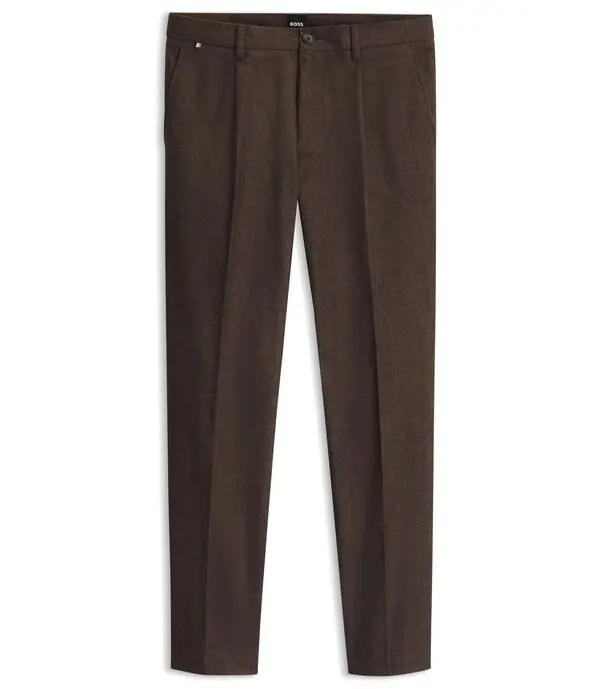BOSS Modern-fit Pants In Stretch Melange Fabric