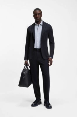 BOSS Tapered-fit Pants In Micro-patterned Stretch Jersey
