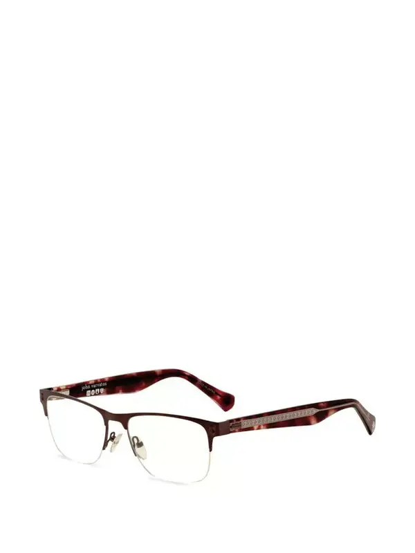 John Varvatos Half-rim Rectangle Eyeglasses - Brown