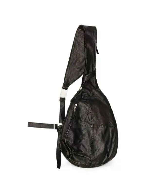 SAN263-1 Whipstitch-detail Leather Sling Bag - Black
