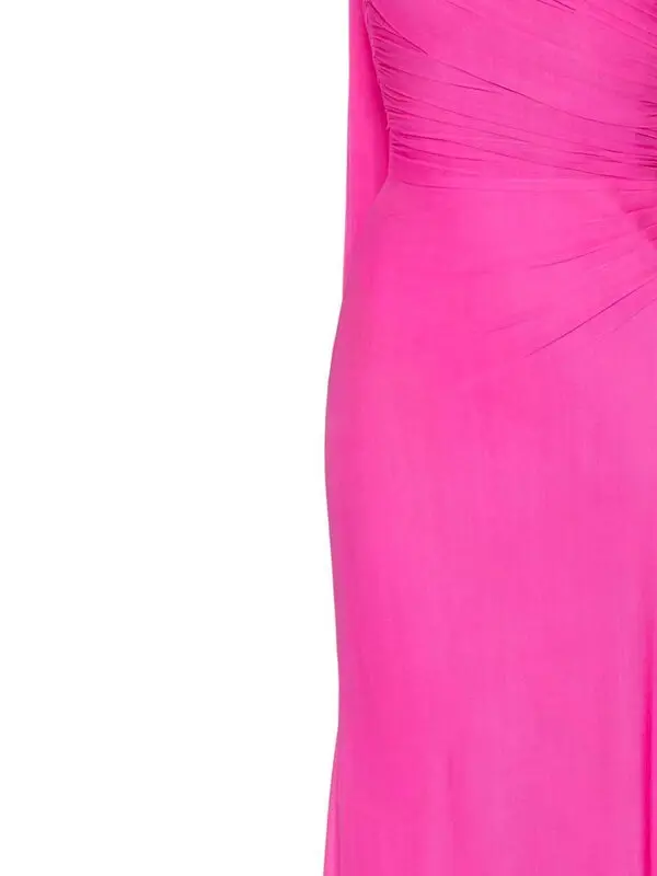 HERVE L. LEROUX Asymmetric-neckline Cape-sash Gown