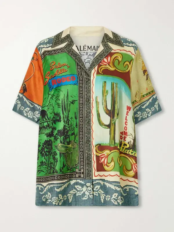 ALEMAIS Ace Printed Silk-twill Shirt - Green
