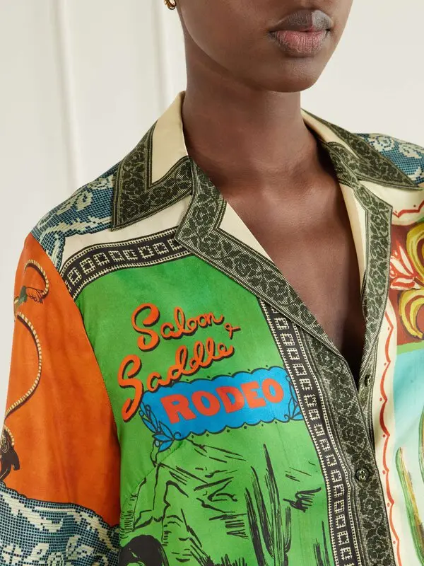 ALEMAIS Ace Printed Silk-twill Shirt