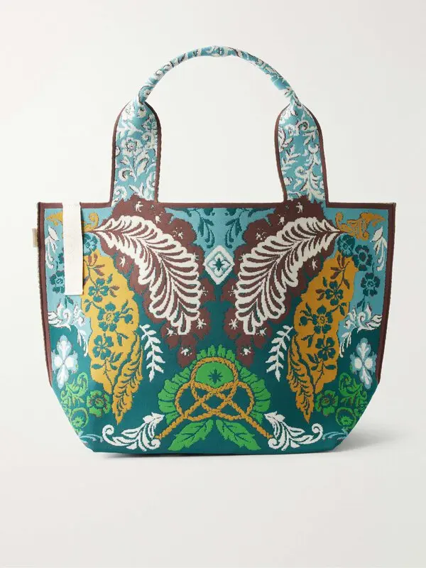 ALEMAIS Florence Floral-jacquard Tote - Dark Green