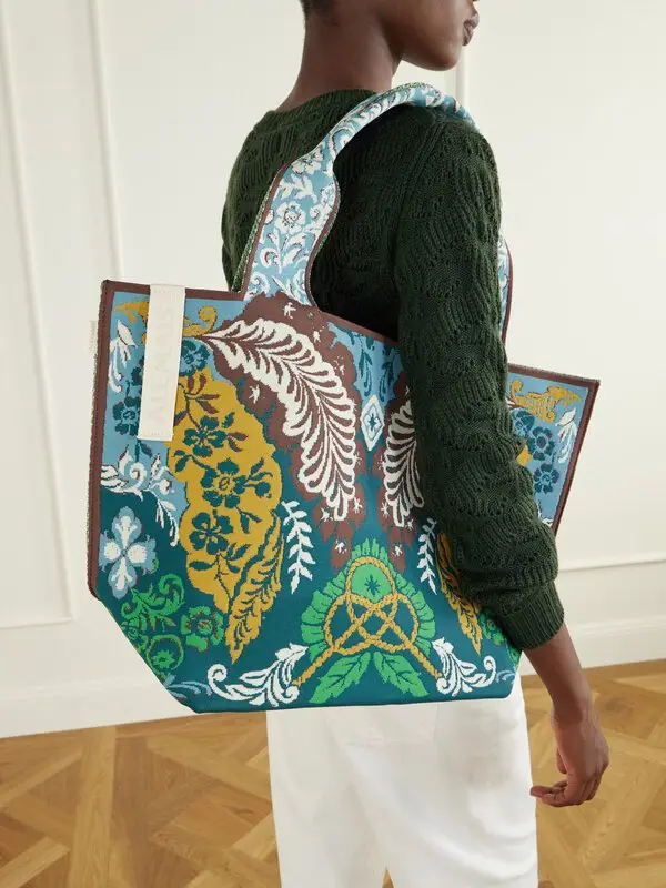 ALEMAIS Florence Floral-jacquard Tote - Green